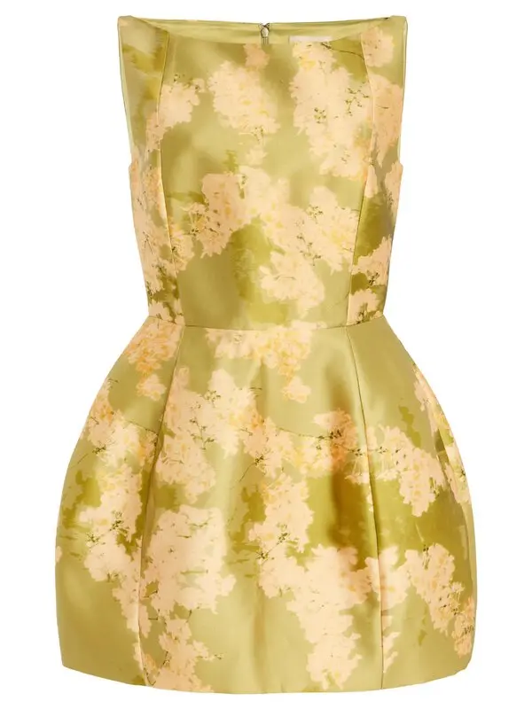DE LA VALI Exclusive Pampero Floral Twill Mini Dress - Green