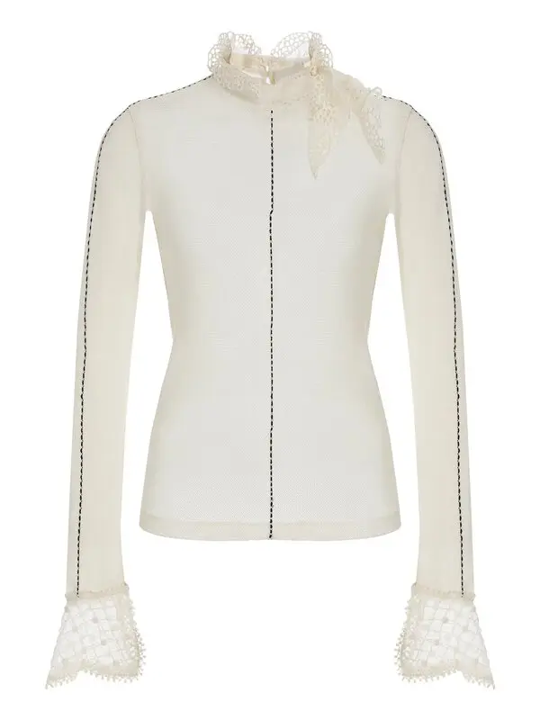 Isabel Marant Sarah Embroidered Mesh Top - Ivory