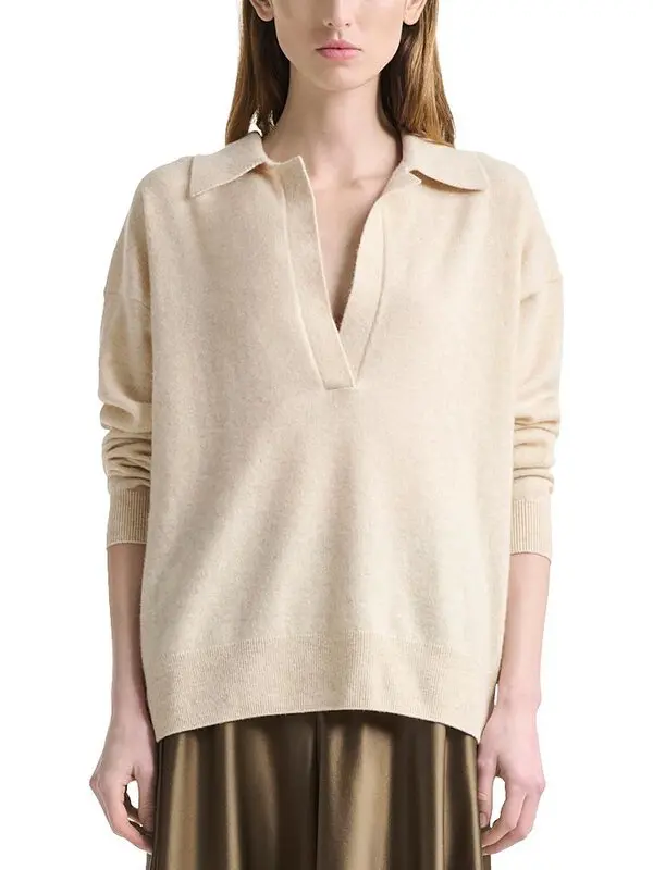 Altuzarra Zaq Cashmere Split Neck Sweater - Wheat Melange