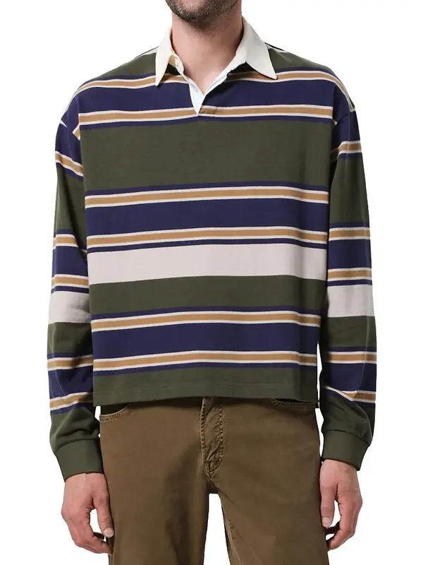 Citizens Of Humanity Long Sleeve Rugby Shirt - Green Rugby Stripe