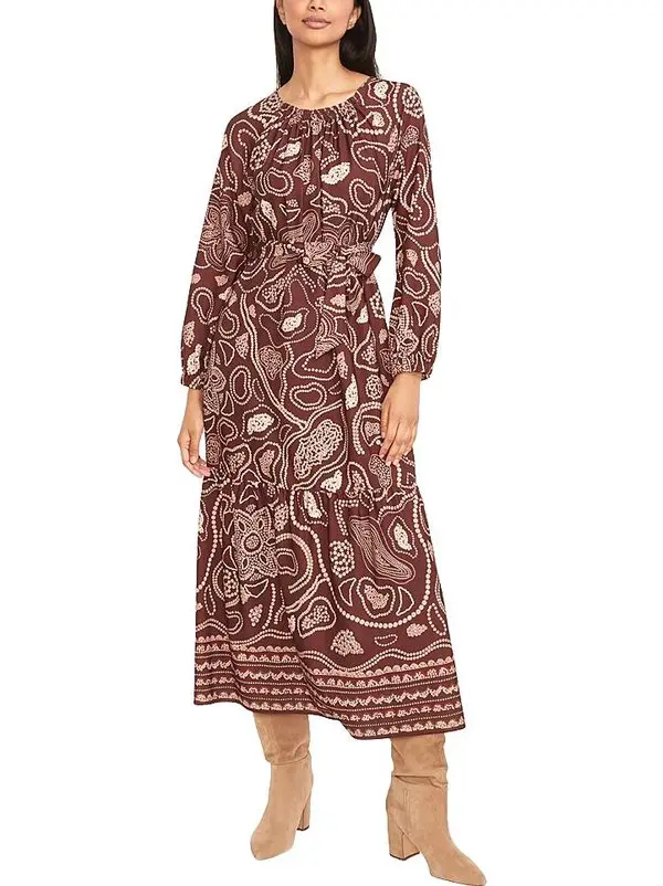THE GOOD JOURNEY Printed Maxi Dress - Brown/tan