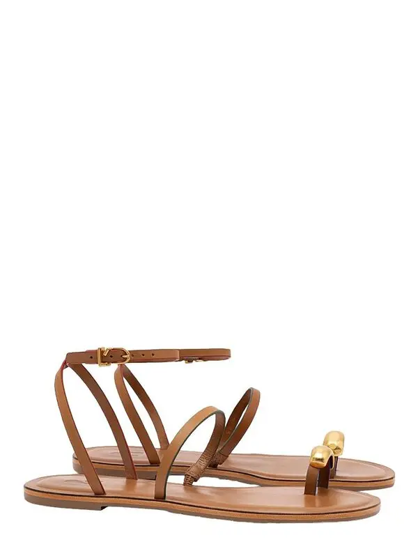 Larroude Biarritz Flat Sandals - Light Caramel