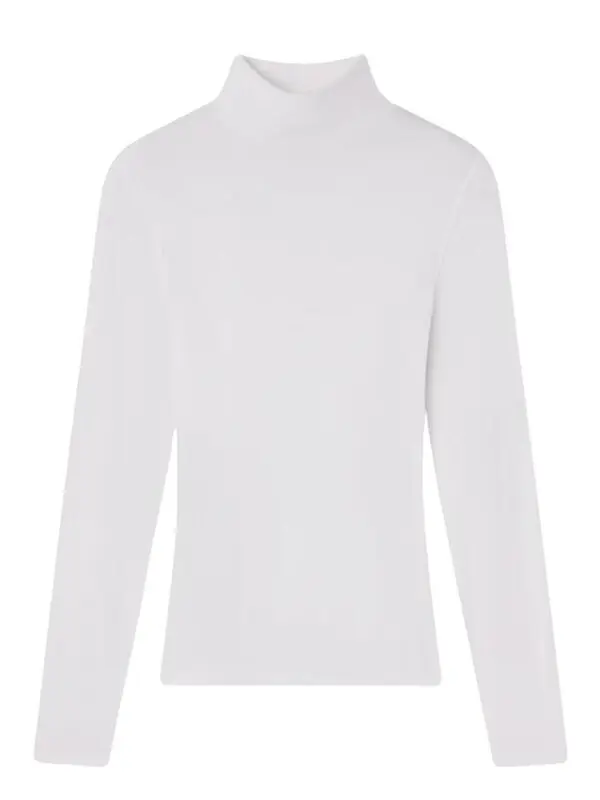 FRAME Rib Knit Turtleneck Top - White