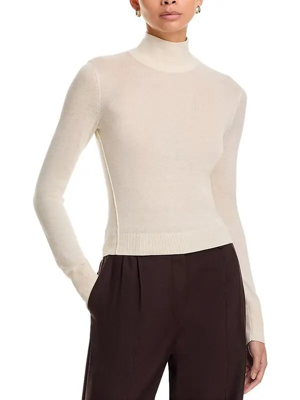 FRAME Slim Turtleneck Wool Sweater - Cream