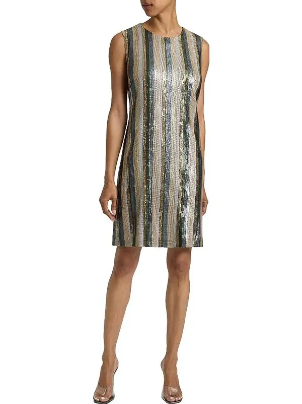 Santorelli Aretha Sleeveless Sequin Shift Dress - Sandstone