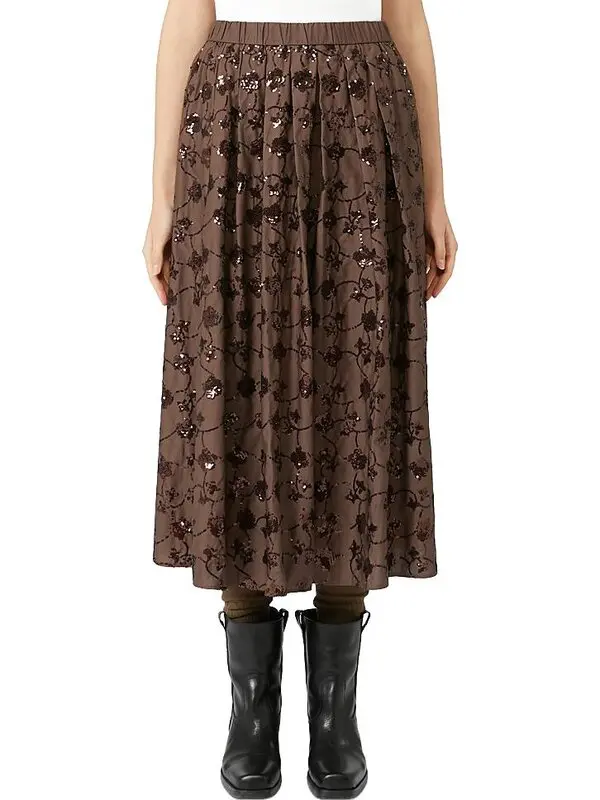 Max Mara Embellished Midi Skirt - Chocolate