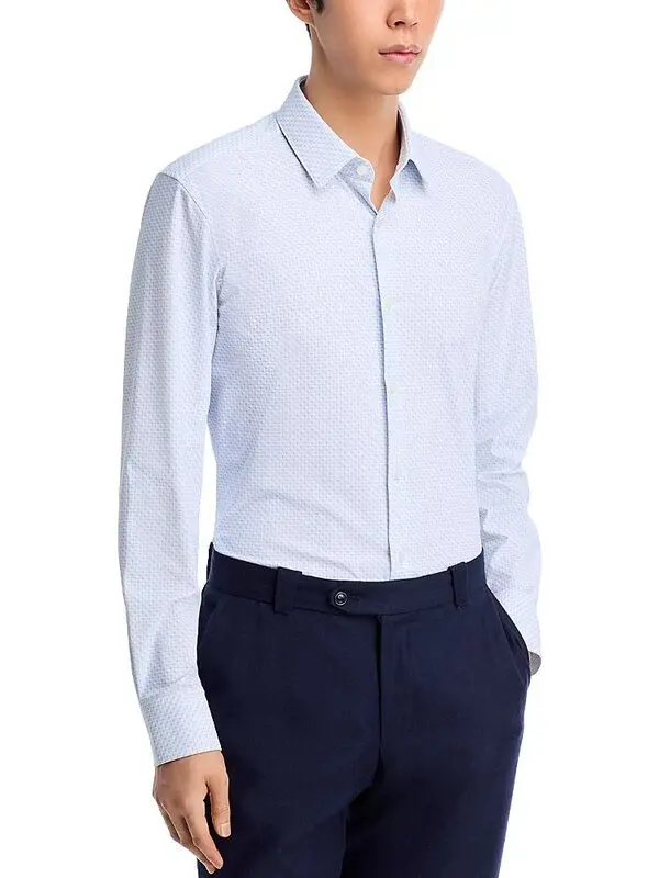 BOSS Hank Slim Fit Stretch Button-front Shirt - Light Pastel Blue