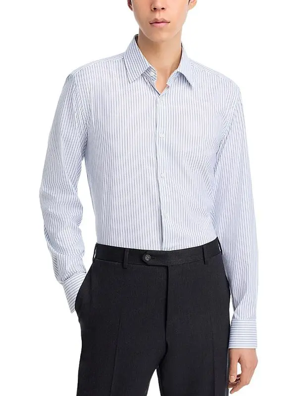 BOSS Hank Slim Fit Stretch Button-front Shirt - Light Pastel Blue