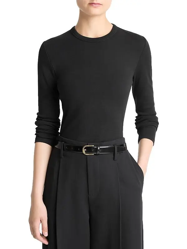 Vince Essential Long Sleeve Crewneck Tee - Black