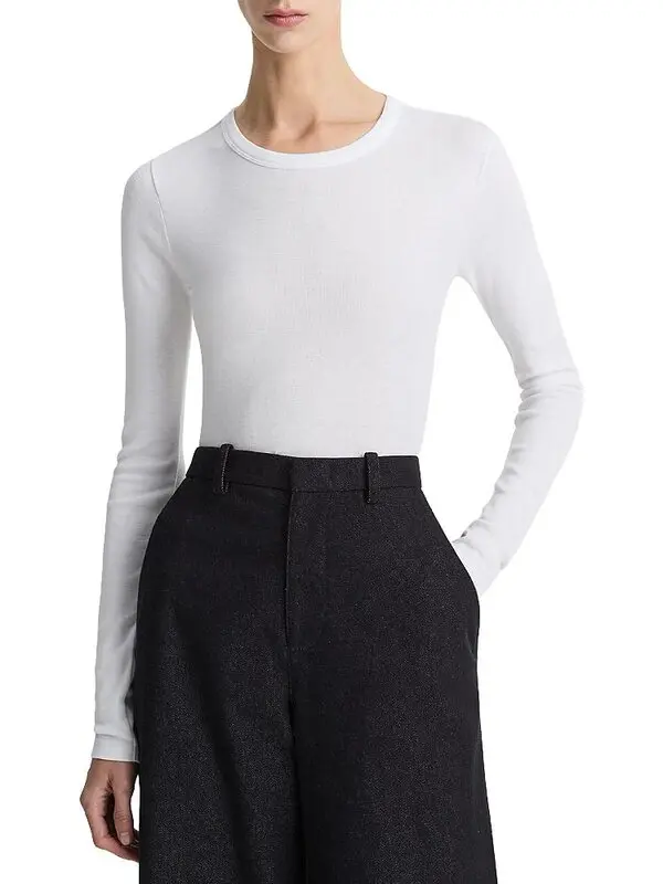Vince Essential Long Sleeve Crewneck Tee - Optic White