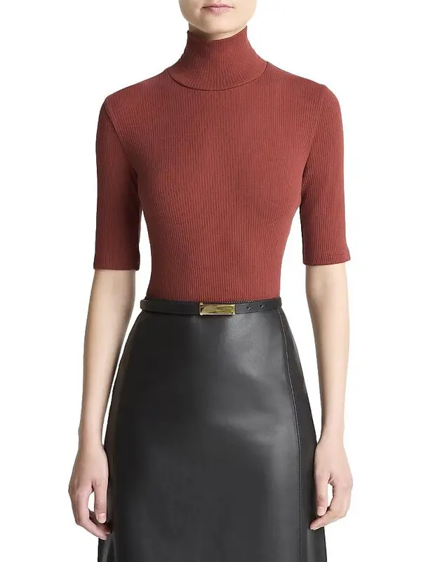 Vince Elbow Sleeve Turtleneck Top - Siena