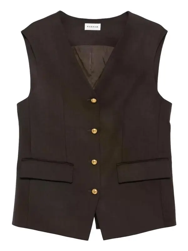 P.a.r.o.s.h Button-fastening Flap-pocket Gilet - Brown
