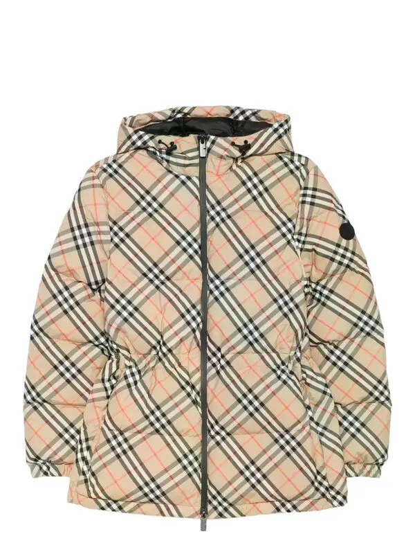 Burberry Check Pattern Puffer Jacket - Neutrals