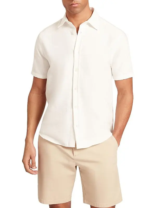 Ted Baker London Layburn Textured Woven Cotton Shirt - White