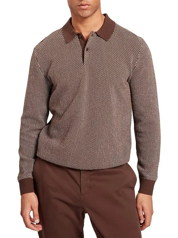 Ted Baker London Ardo Textured Front Knitted Polo Shirt - Dark Brown