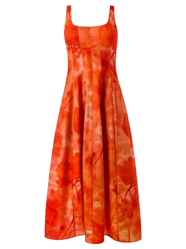 Alejandra Alonso Rojas Darted-seams Floral Print Midi Dress - Red