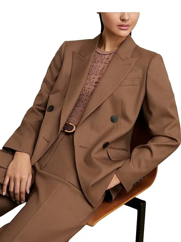 REISS Double-breasted Blazer - Tan