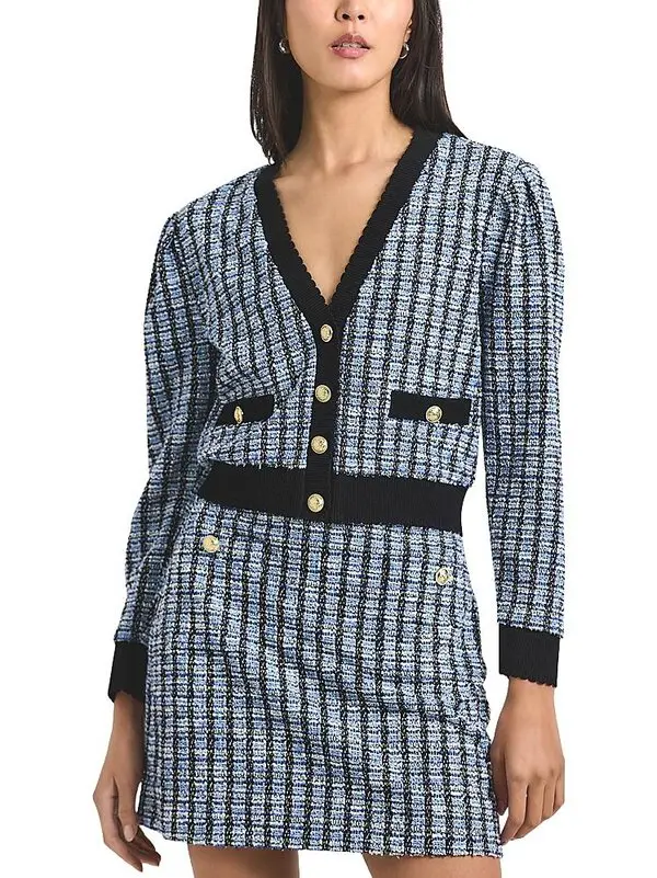 Derek Lam 10 Crosby Alira Stretch Tweed Mini Skirt - Blue Multi