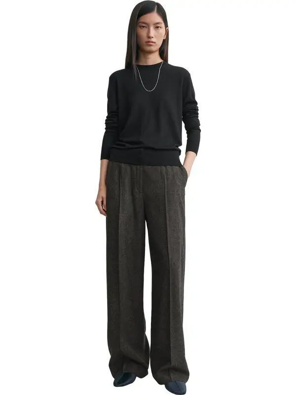 TOTEME Wide Flannel Trousers - Charcoal Melange