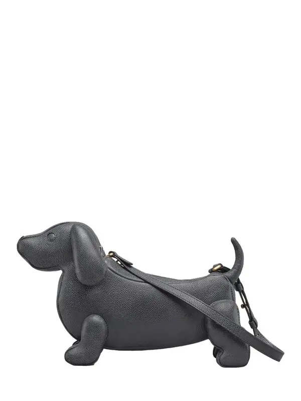 Thom Browne Hector Pebble-grain Leather Shoulder Bag - Grey