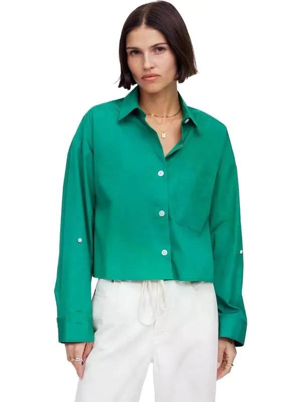 Madewell Poplin Straight-hem Shirt - Verdant Green