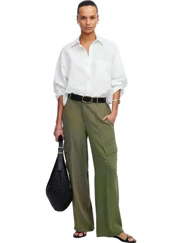 Madewell Tall Pull-on Utility Cargo Pants In Crepe - Faded Ivy