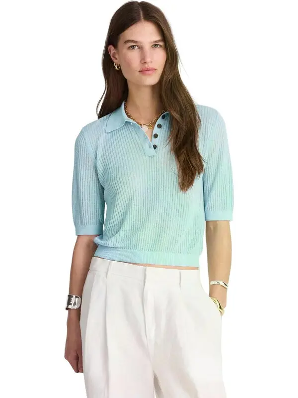 Madewell Short-sleeve Polo Sweater Tee - Pale Blue