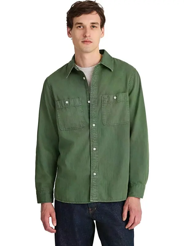 Madewell Work Shirt In Cotton - Botanical Green