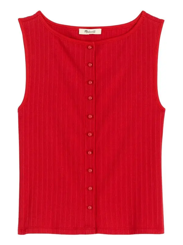 Madewell Ribbed Crewneck Shell Top - Cherry Red