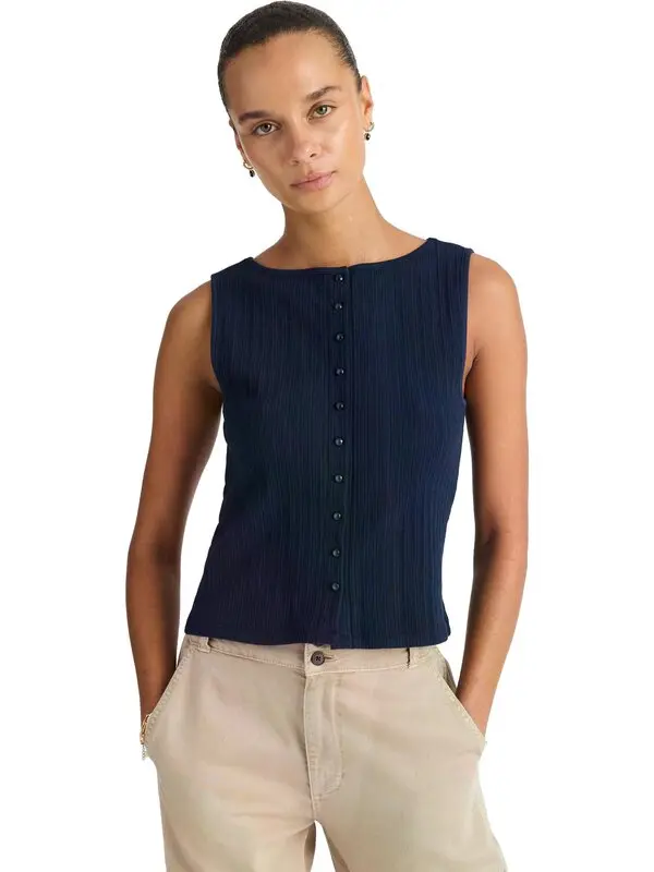 Madewell Ribbed Crewneck Shell Top - Midnight Navy