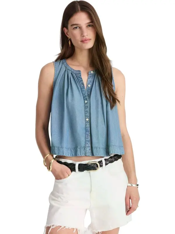 Madewell Button-front Airy Denim Tank - Ashbury Wash
