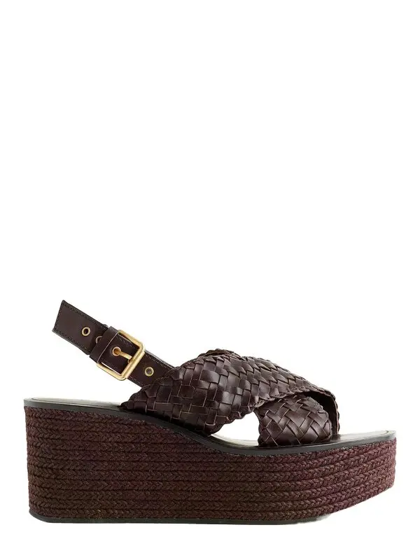 Madewell The Amee Wedge Sandal In Woven Leather - Dark Carob