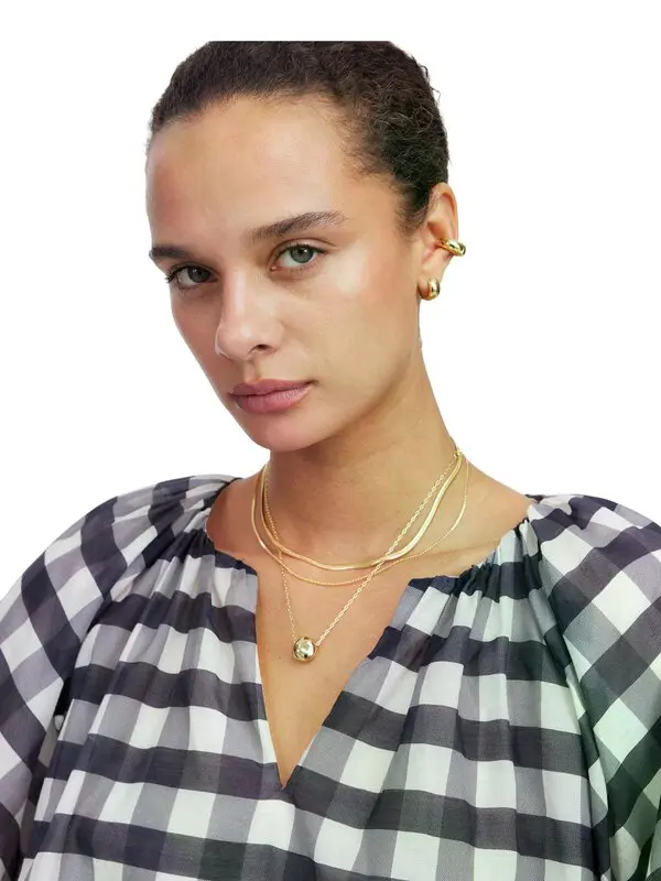 Madewell Bubble-sleeve Top In Gingham - True Black