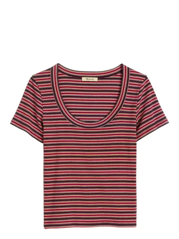 Madewell Generative Cotton Ribbed Scoopneck Tee - Dark Fig