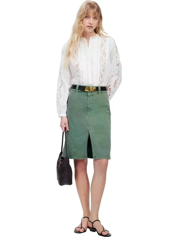 Madewell Cotton Utility Midi Skirt - Green