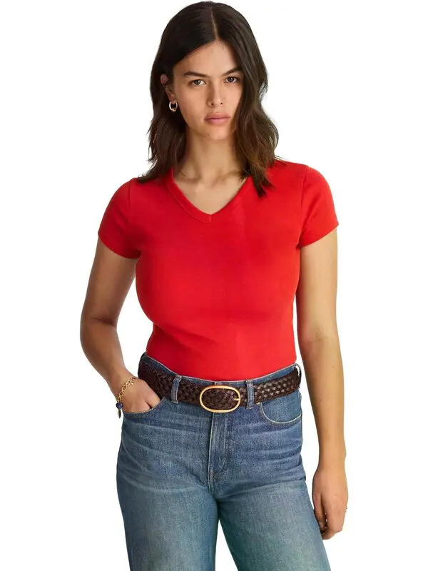 Madewell The '90s V-neck Baby Tee - Cherry Red