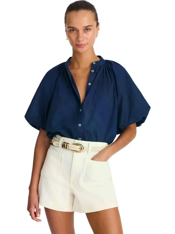 Madewell Shirred Balloon-sleeve Top In Cotton Voile - Lawn Cotton Voile