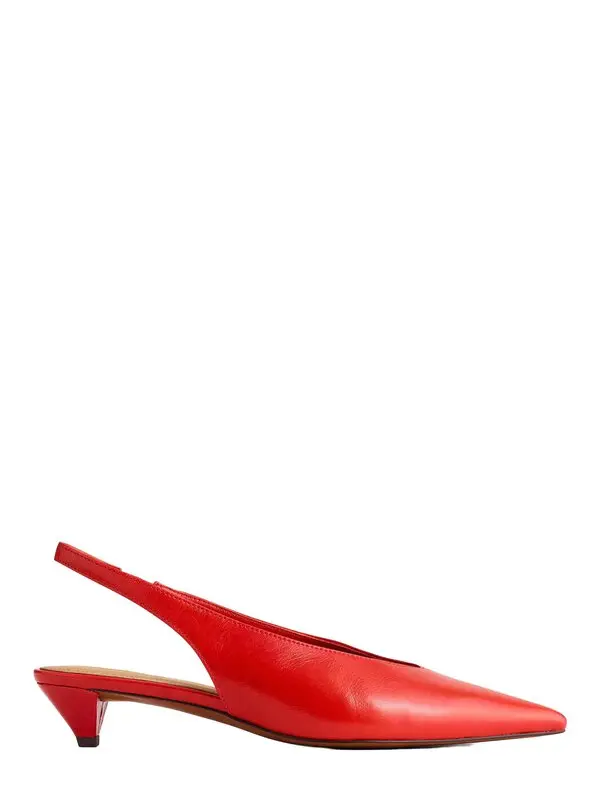 Madewell The Simone Kitten-heel Slingback Leather Pumps - Bandana Red