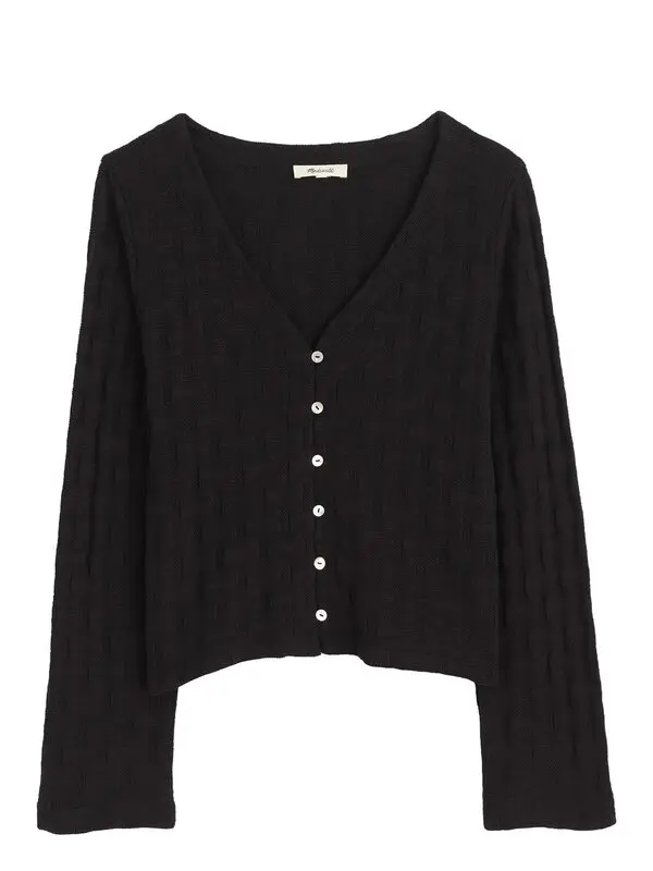 Madewell Basket-weave Stitch Long-sleeve Tee - Jet Black