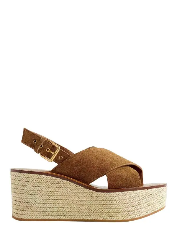Madewell The Amee Wedge Sandal In Suede - Aged Cognac