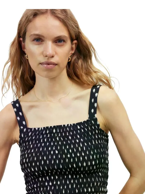 Madewell Smocked Tank Top In Shibori Dot Print - Shibori Dot With Pink
