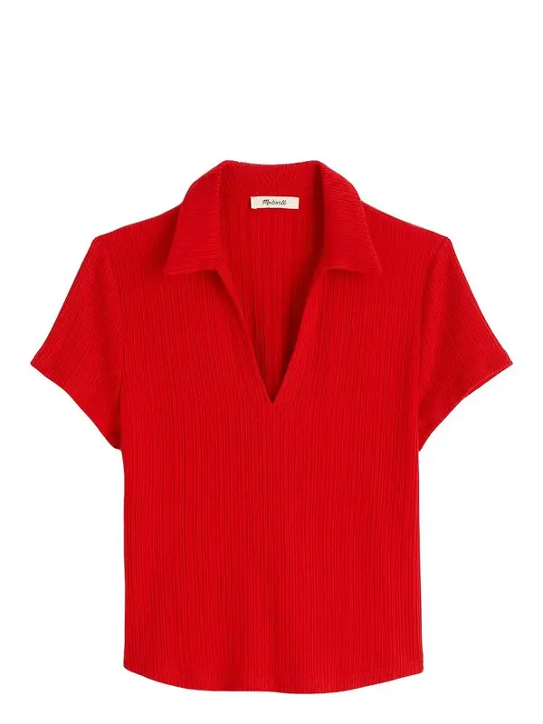 Madewell Ribbed V-neck Polo - Festival Red
