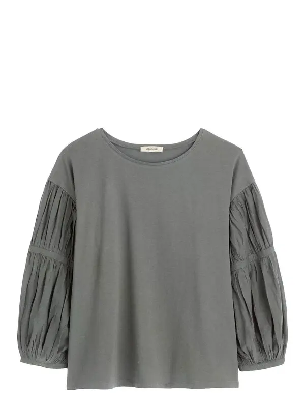 Madewell Puff-sleeve Knit Top - Dark Surplus
