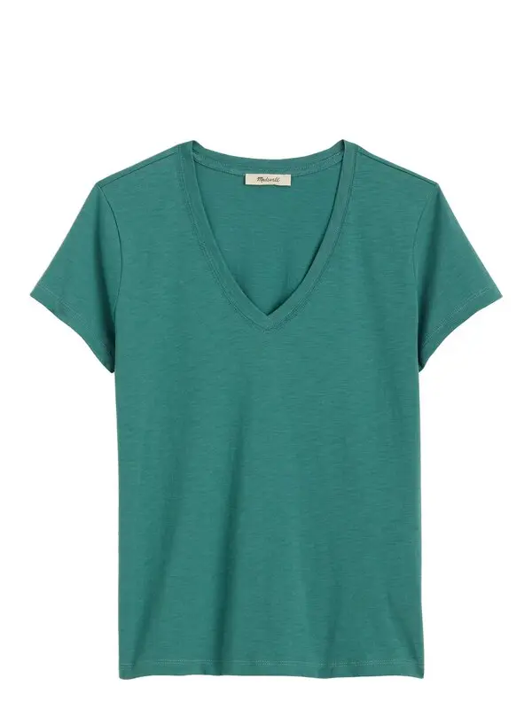 Madewell Slub Perfect V-neck Tee - Lagoon Green