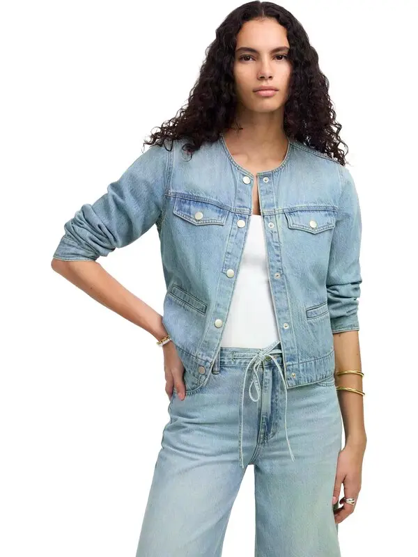 Madewell Cinched Lady Jacket In Airy Denim - Ashbury Wash