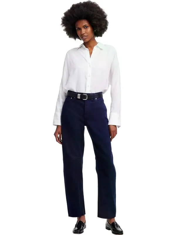 Madewell The Darted Barrel-leg Jean In Garment-dyed Denim - Juniper Berry