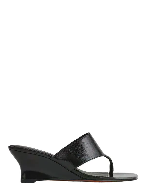 Madewell Deanna Leather Thong Wedge Sandal - True Black