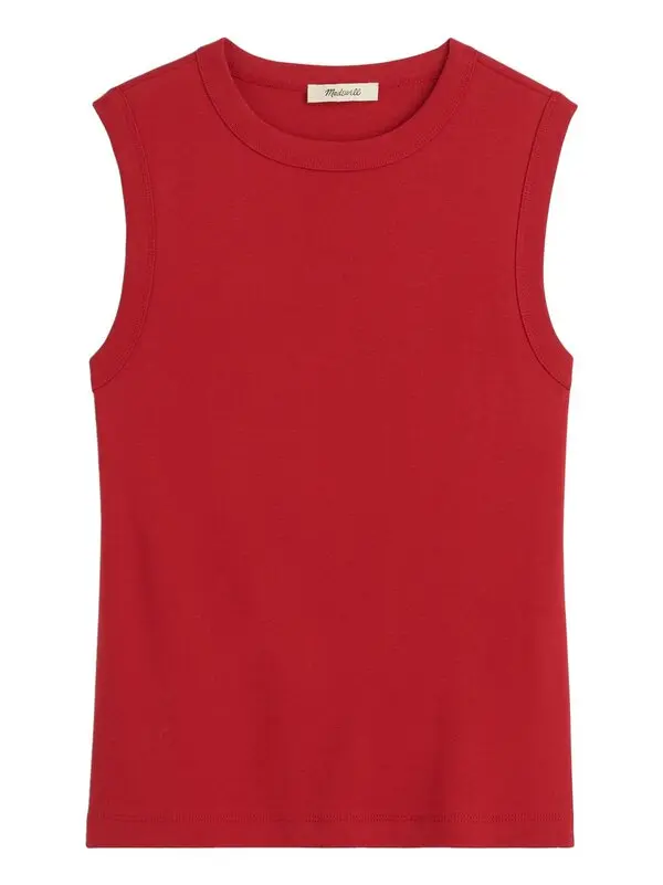 Madewell Compact Cotton Crew Neck Tank - Cherry Red