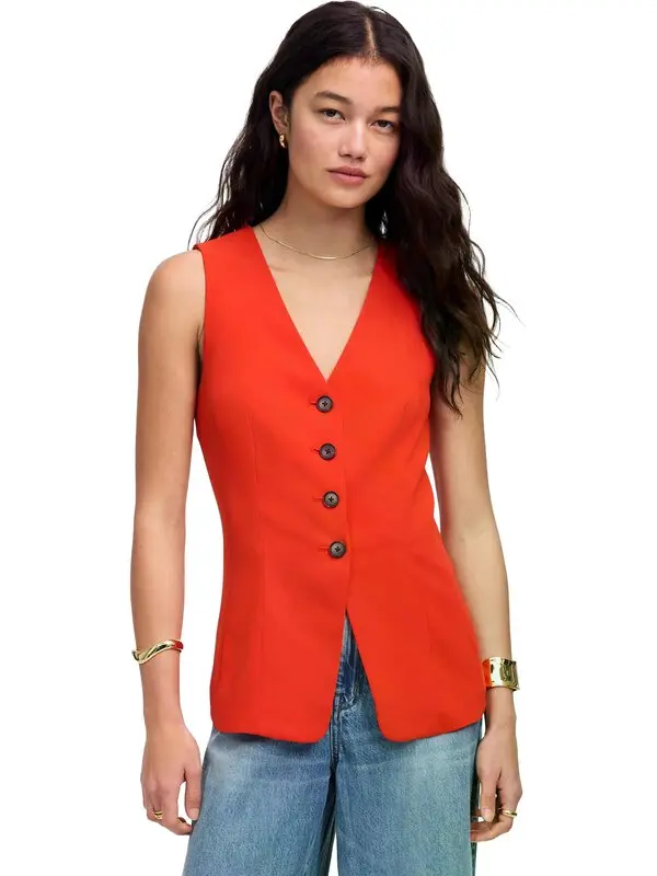 Madewell Cutaway Long Vest - Bright Flame