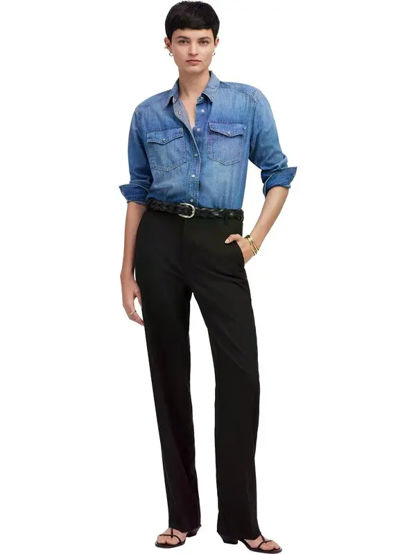 Madewell Petite Slouchy Straight Pants - True Black